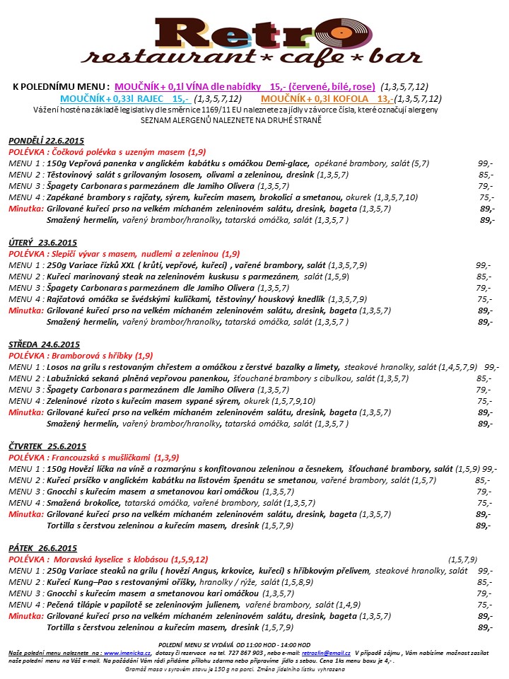 Denní menu :: Restaurace Retro